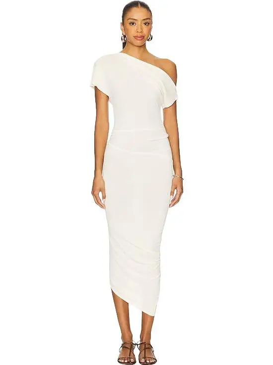 EAVES Lian Twist Midi Dress - Bone