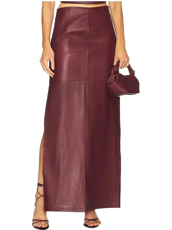 ZUT Laurel Leather Maxi Skirt - Burgundy