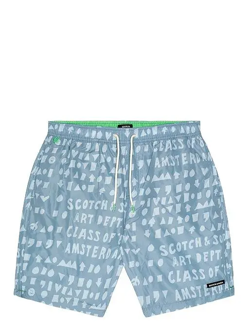 Scotch & Soda Printed Swim Shorts - Faded Blue