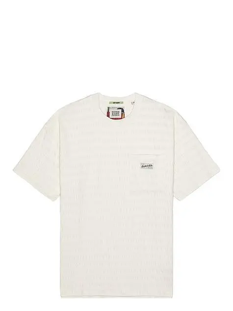 Scotch & Soda Horizonal Textured T-shirt In Cream - Eggnog