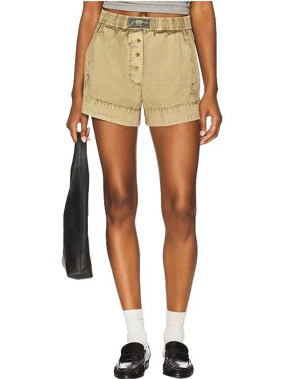 GANNI Washed Stretch Cotton Elasticated Shorts - Boa
