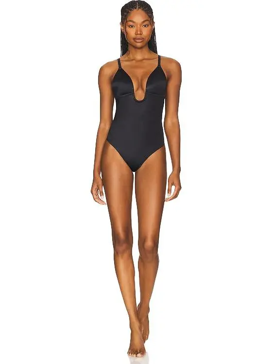 Spanx Shape Suit Your Fancy Plunge Bodysuit - Very Black