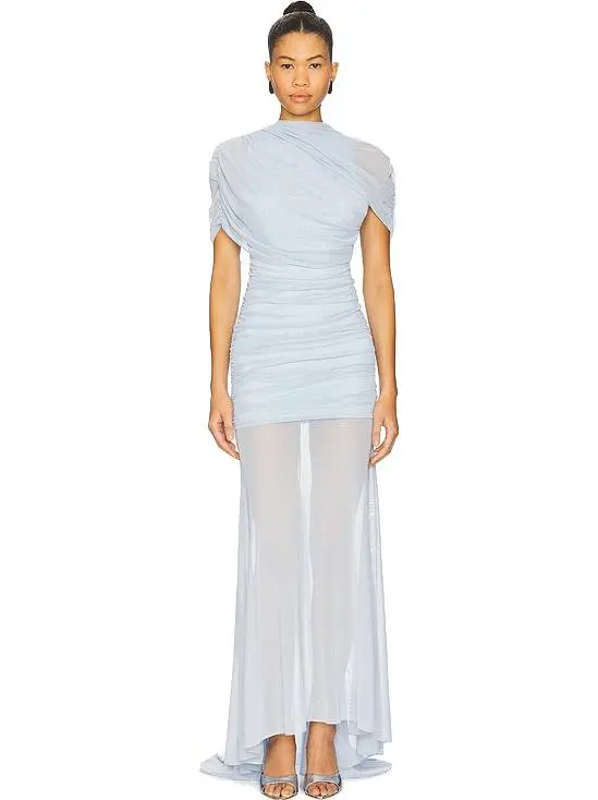 Amanda Uprichard X Evianna Mesh Gown - Baby Blue