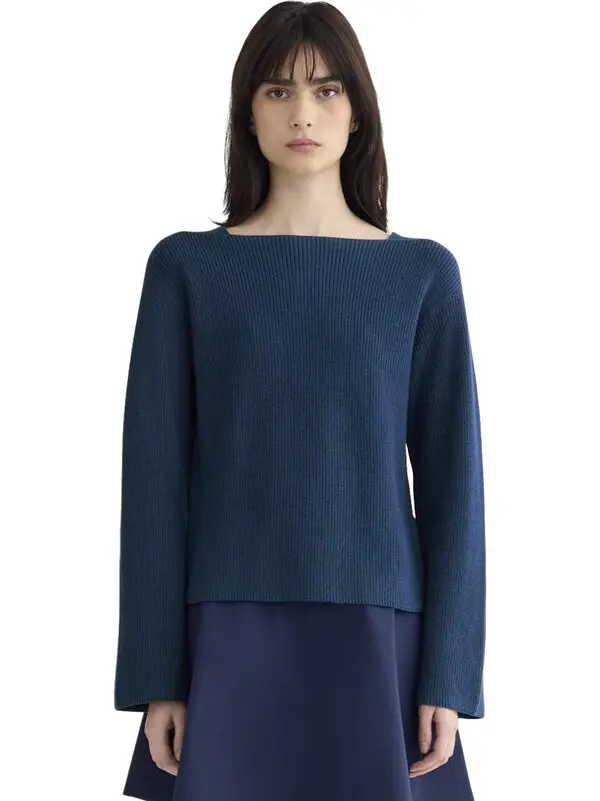 Everlane Everyday Cotton Boatneck Top - Deep Lazuli Blue
