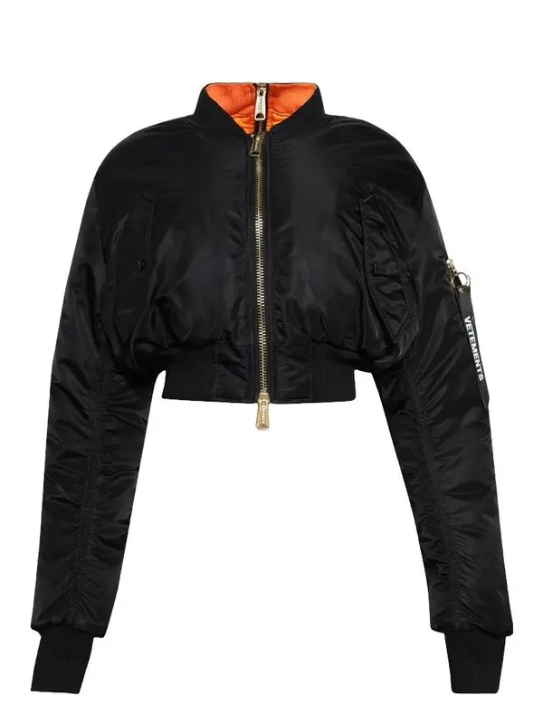 Vetements Cropped Bomber Jacket - Black