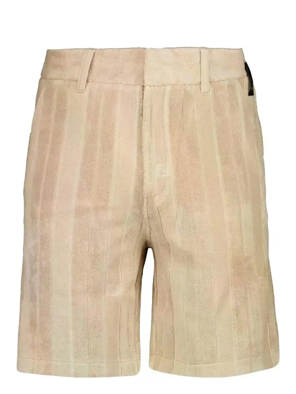 Fendi Terry Ff-jacquard Stripe Shorts - Neutrals
