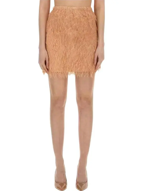 ALYSI Fringed Mini Skirt - Neutrals