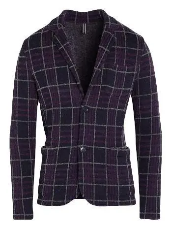 L.B.M. 1911 Wool Blend Tartan Knit Blazer - Navy