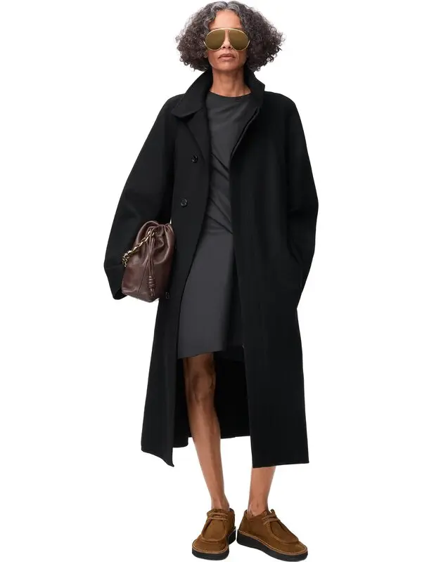 Loewe Belted Wool And Cashmere Coat - Black