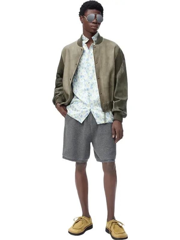 Loewe Shorts In Wool Blend - Grey Melange/white