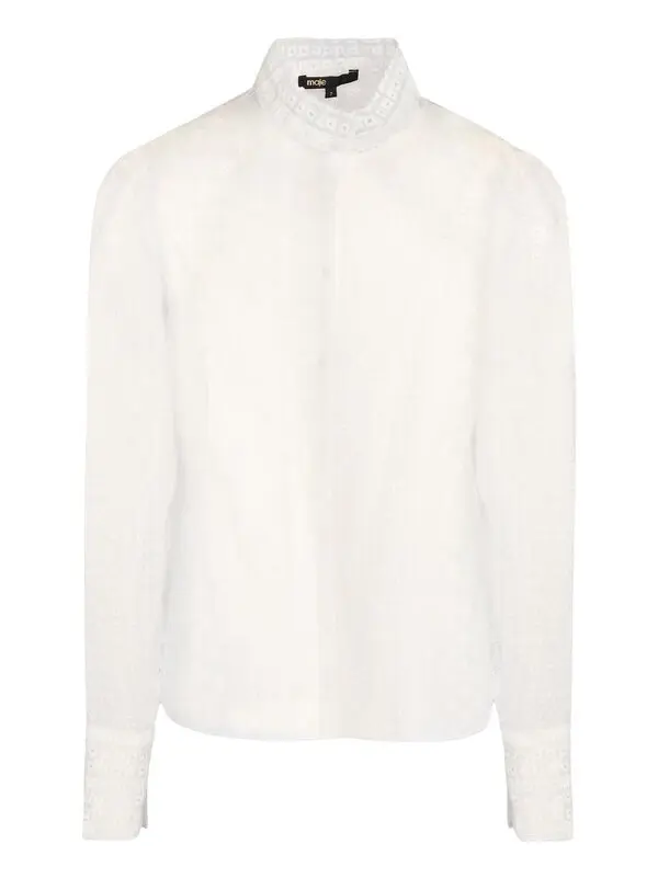 Maje Embroidered Cotton-blend Organza Shirt - White