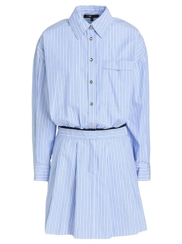 Maje Striped Cotton Shirt Dress - Light Blue
