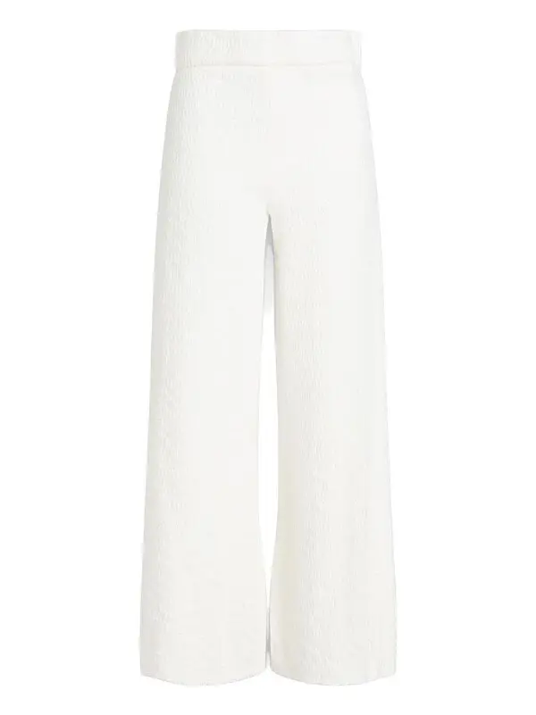 Maje Cotton-blend Tweed Wide-leg Pants - Off-white
