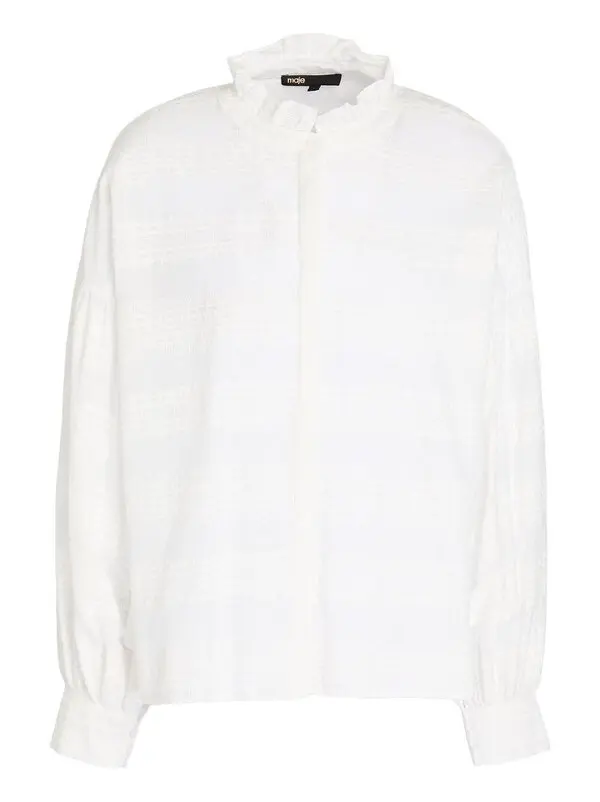 Maje Embroidered Cotton-mousseline Shirt - White