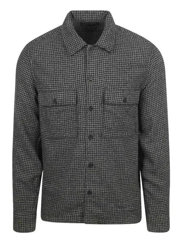 Marc O'polo Houndstooth-check Button-up Overshirt - Black