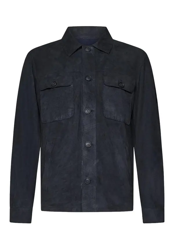 FRANZESE COLLECTION Suede Shirt Jacket - Blue