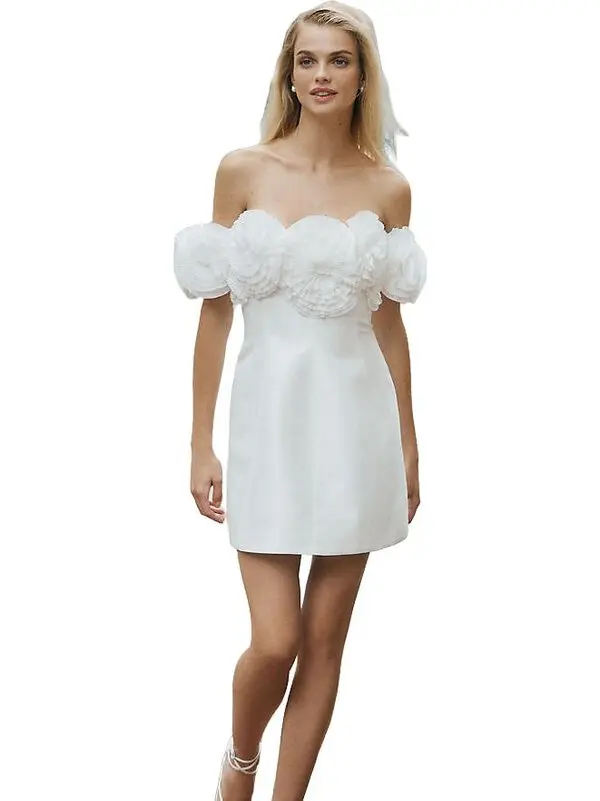 Acler Trusley Off-the-shoulder Rosette Mini Dress - Ivory