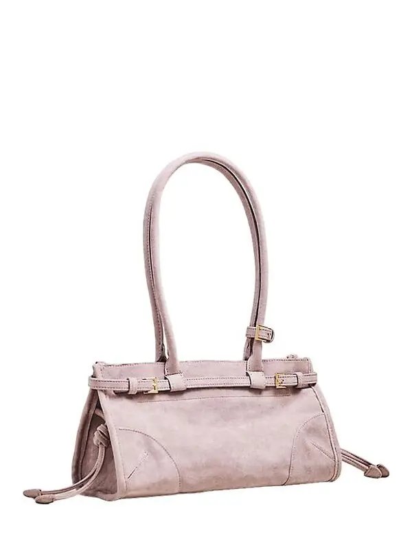 Anthropologie The Greer Structured Faux-suede Shoulder Bag - Lavender