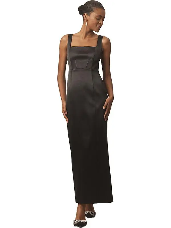 Bhldn Sleeveless Square-neck Corset Maxi Dress - Black