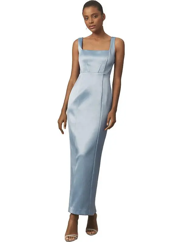 Bhldn Sleeveless Square-neck Corset Maxi Dress - Steel Blue