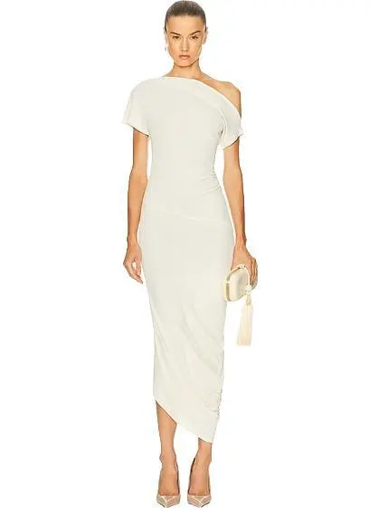 EAVES Lian Twist Midi Dress - Bone