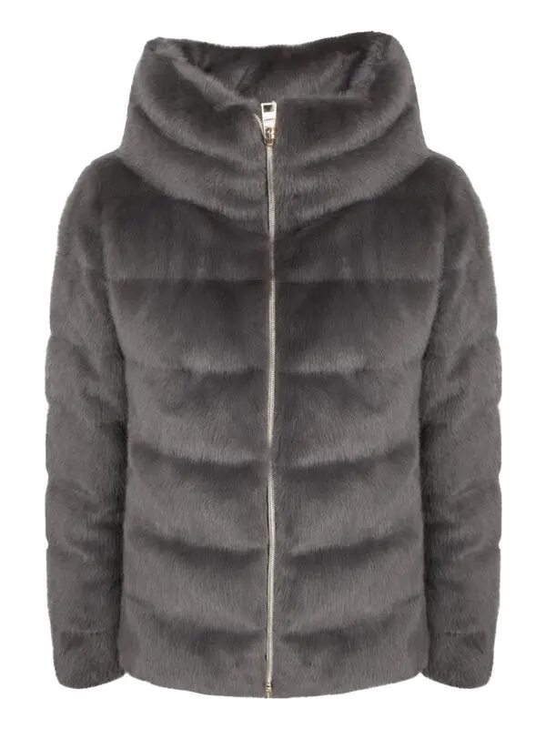 Herno Faux Fur Zip-up Jacket - Grey