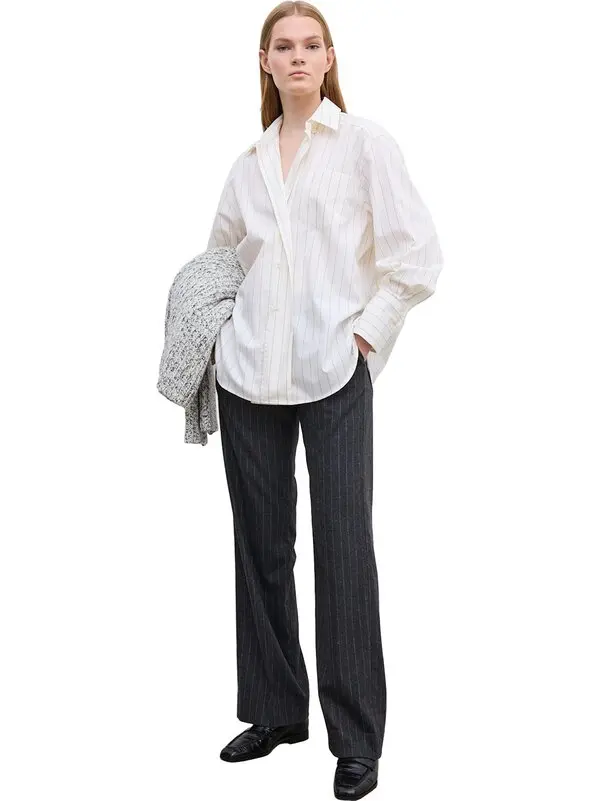 HOUSE OF DAGMAR Asymmetric Collar Shirt - White Black
