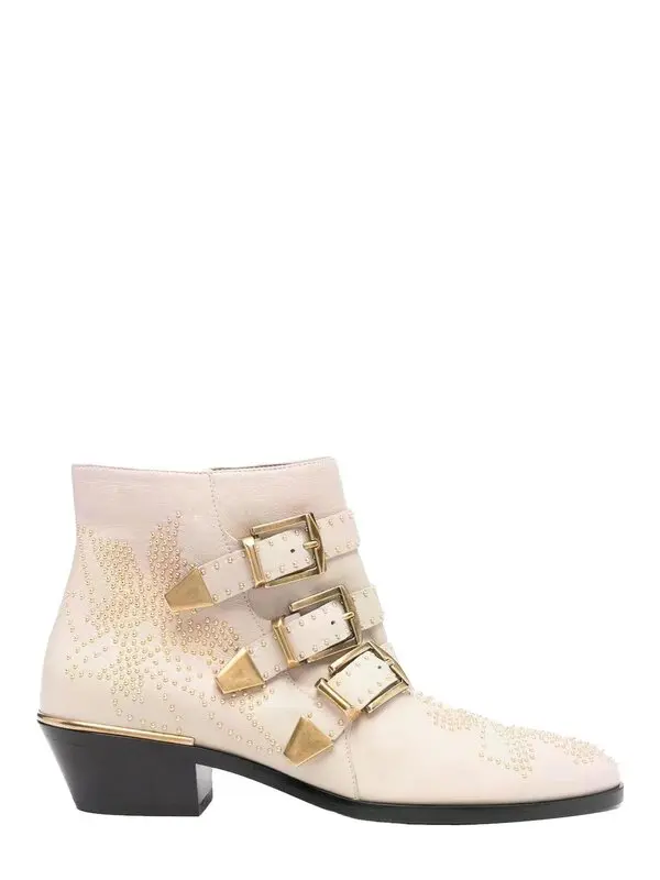 Chloé Susanna Studded Triple-strap Biker Boots - Neutrals