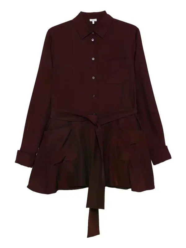 Loewe Belted Pocket Shirt Top - Red
