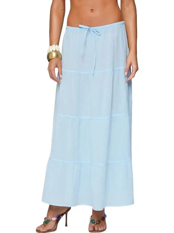 EDIKTED Cotton Maxi Skirt - Light-blue