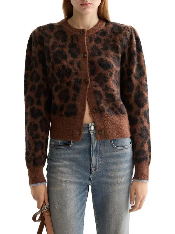 Scotch & Soda Jacquard Cardigan - Peace Leopard