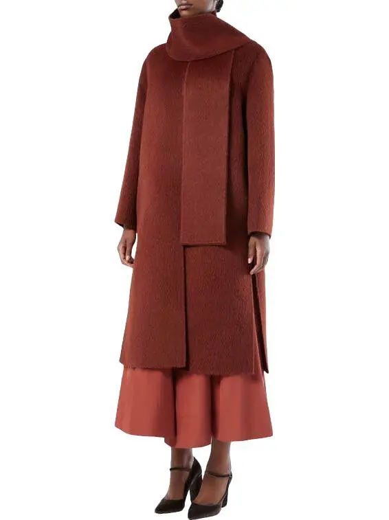 Marina Rinaldi Iacopo Alpaca & Wool Scarf Coat - Tobacco