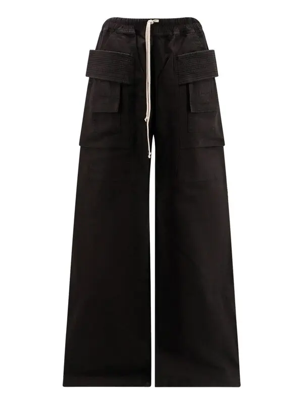 Rick Owens Creatch Wide Leg Cotton Trousers - Black