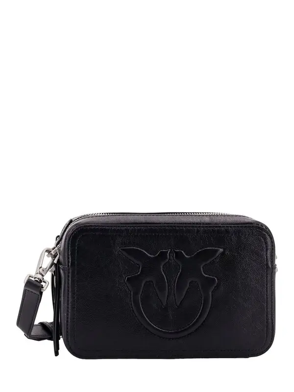 Pinko Carrie Leather Shoulder Bag - Black