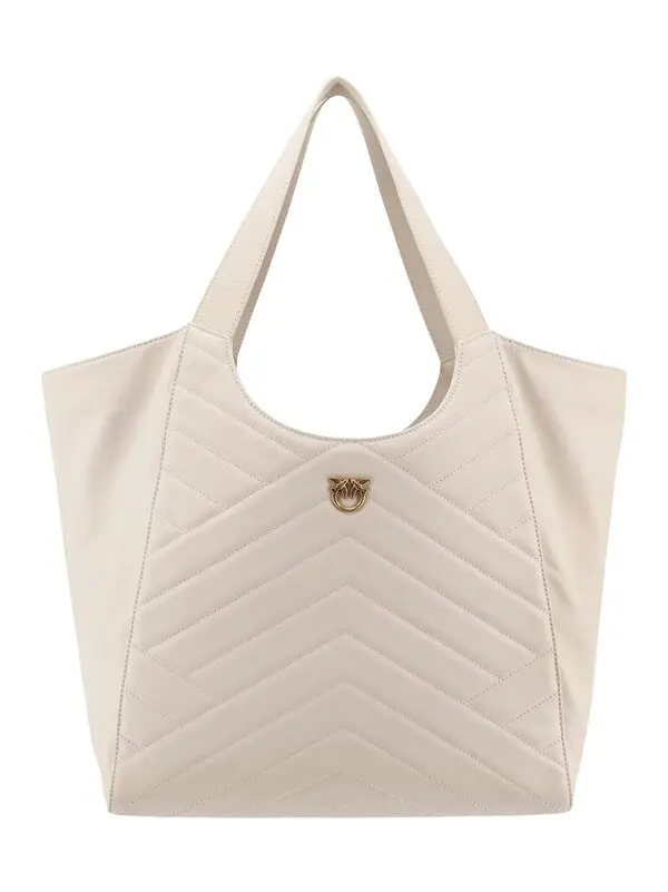 Pinko Quilted Leather Shoulder Bag - White