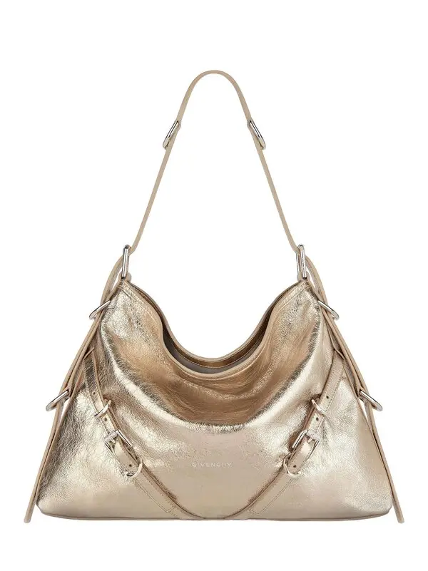 Givenchy Voyou Metallized Leather Shoulder Bag - Gold
