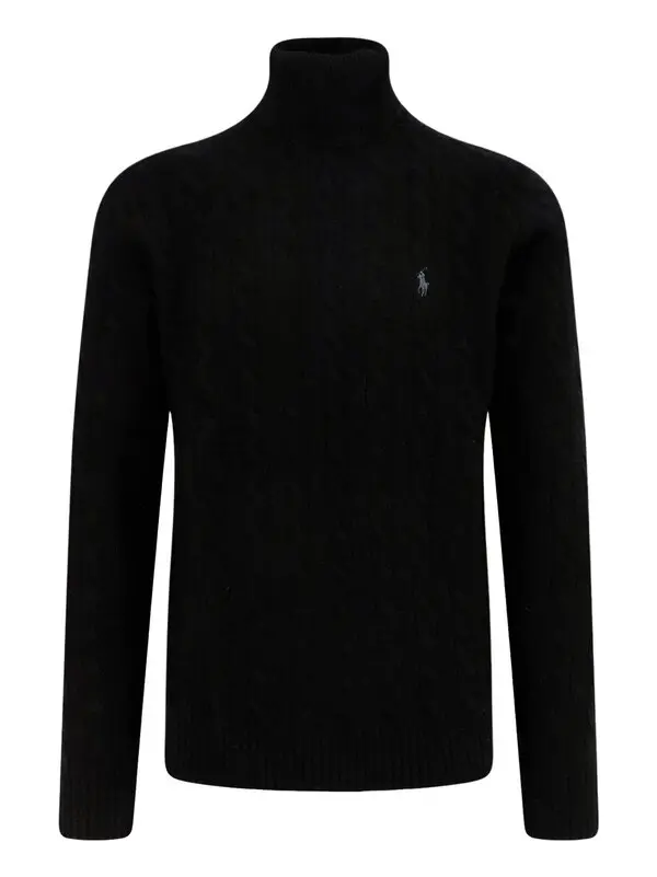 Polo Ralph Lauren Wool And Cashmere Sweater With Embroidered Logo - Black
