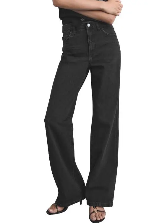 Mango Danila High-waist Wide-leg Jeans - Black Denim