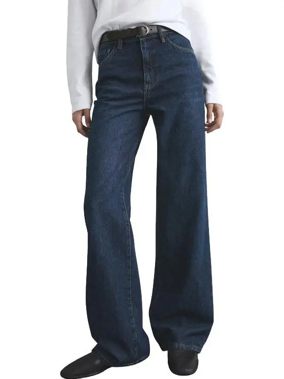 Mango Danila High-waist Wide-leg Jeans - Dark Blue