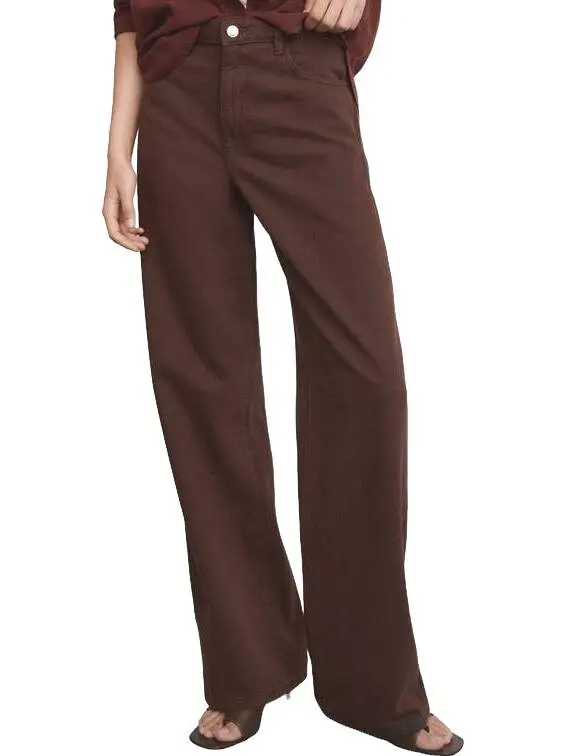 Mango Danila High-waist Wide-leg Jeans - Dark Brown