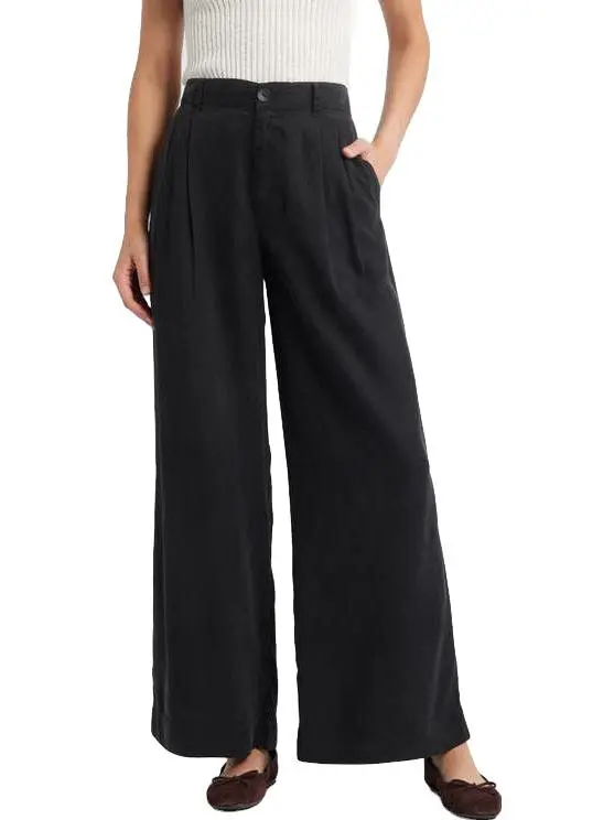 Bella Dahl Pleated Super Wide Leg Pants - Black