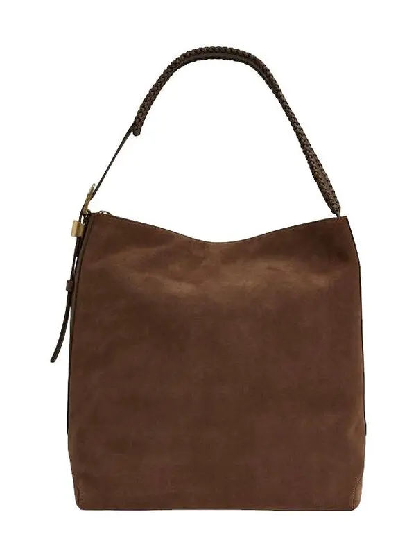REISS Suede Hobo Bag - Rust