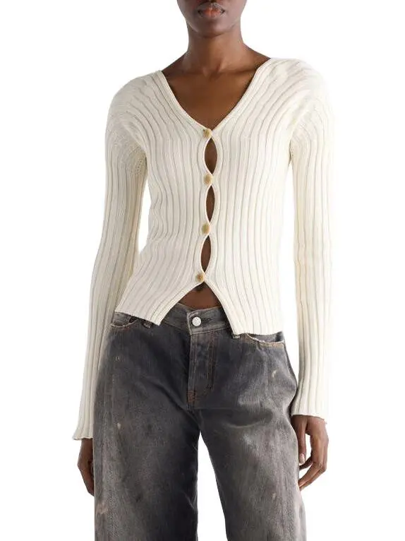 Acne Studios Kluid Cotton Rib Cardigan - Off White