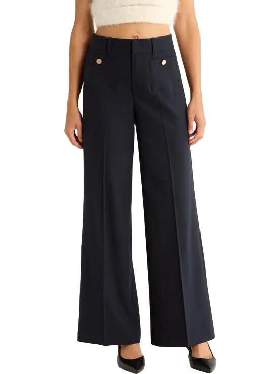 FRAME High-waist Wide-leg Trousers - Dark Navy