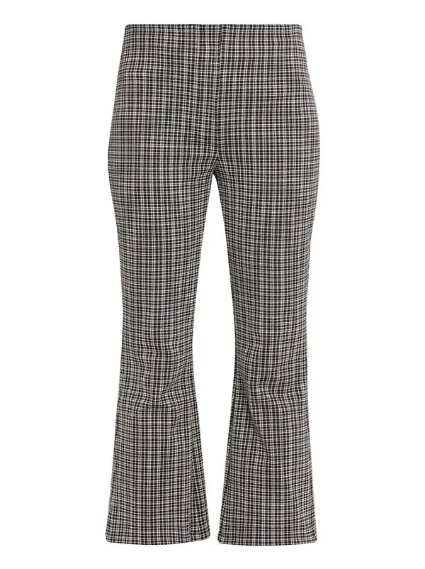 Theory Plaid High-rise Kick-flare Pants - Almond Multi