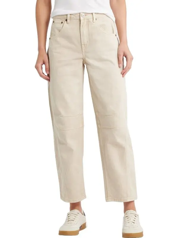 CITY BLUES High-waist Ankle Barrel Jeans - Bone White