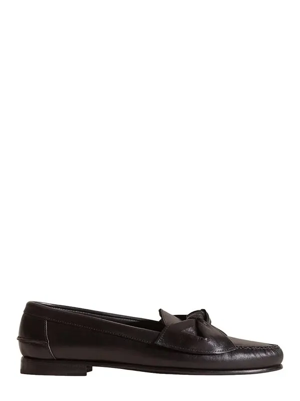 Hereu Corbati Bow Leather Loafers - Black