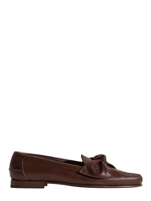 Hereu Corbati Bow Leather Loafers - Brown