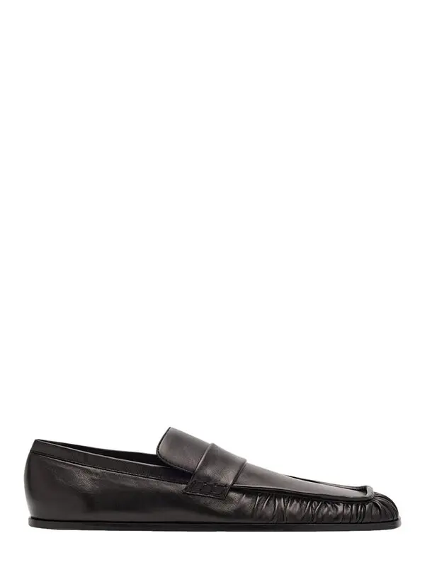 JIL SANDER Wrinkled Leather Square-toe Loafers - Black