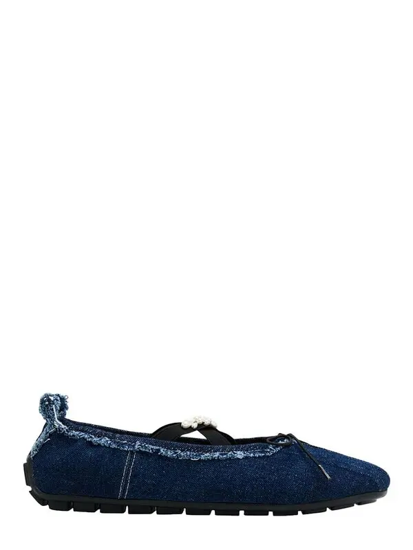 Simone Rocha Embellished Denim Grip Ballerina Flats - Blue Pearl